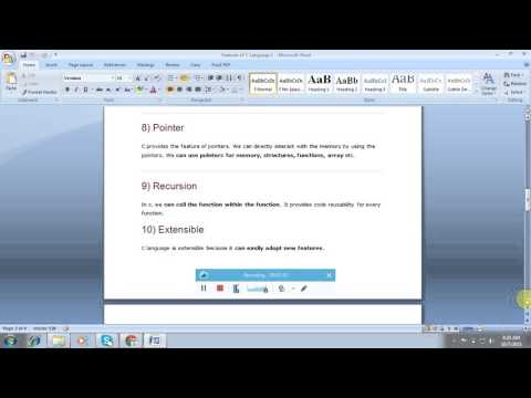 Features in c language