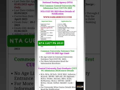 NTA CUET PG 2023 Admission Test Result।।।।
