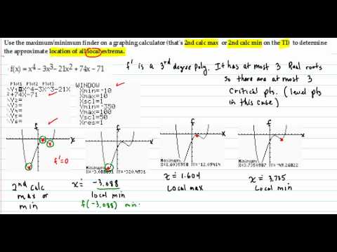 Find local extreme values of f using the graphing calculator