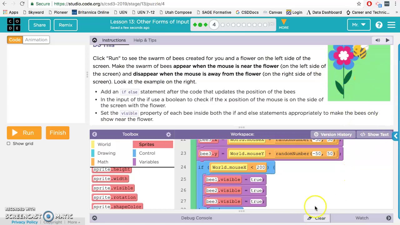 Code.org unit 3 lesson 13 pt1