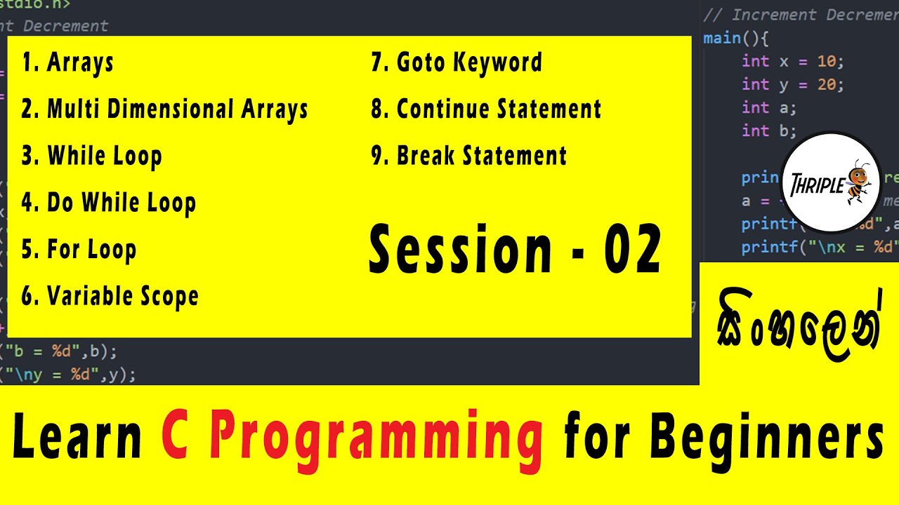 C Programming for Beginners with Examples - Session 02 - Sinhala