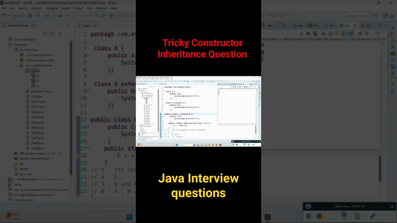 Tricky constructor Inheritance question || Java Interview Question #javainterviewquestions