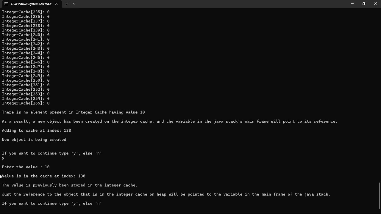 Assignment 2 | Integer Cache | Java  Programming