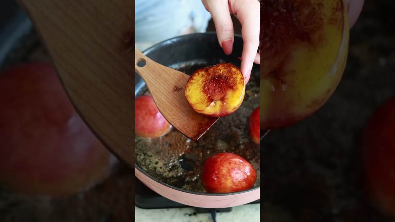 Caramelized peaches on the skillet #desserts #peaches #recipes