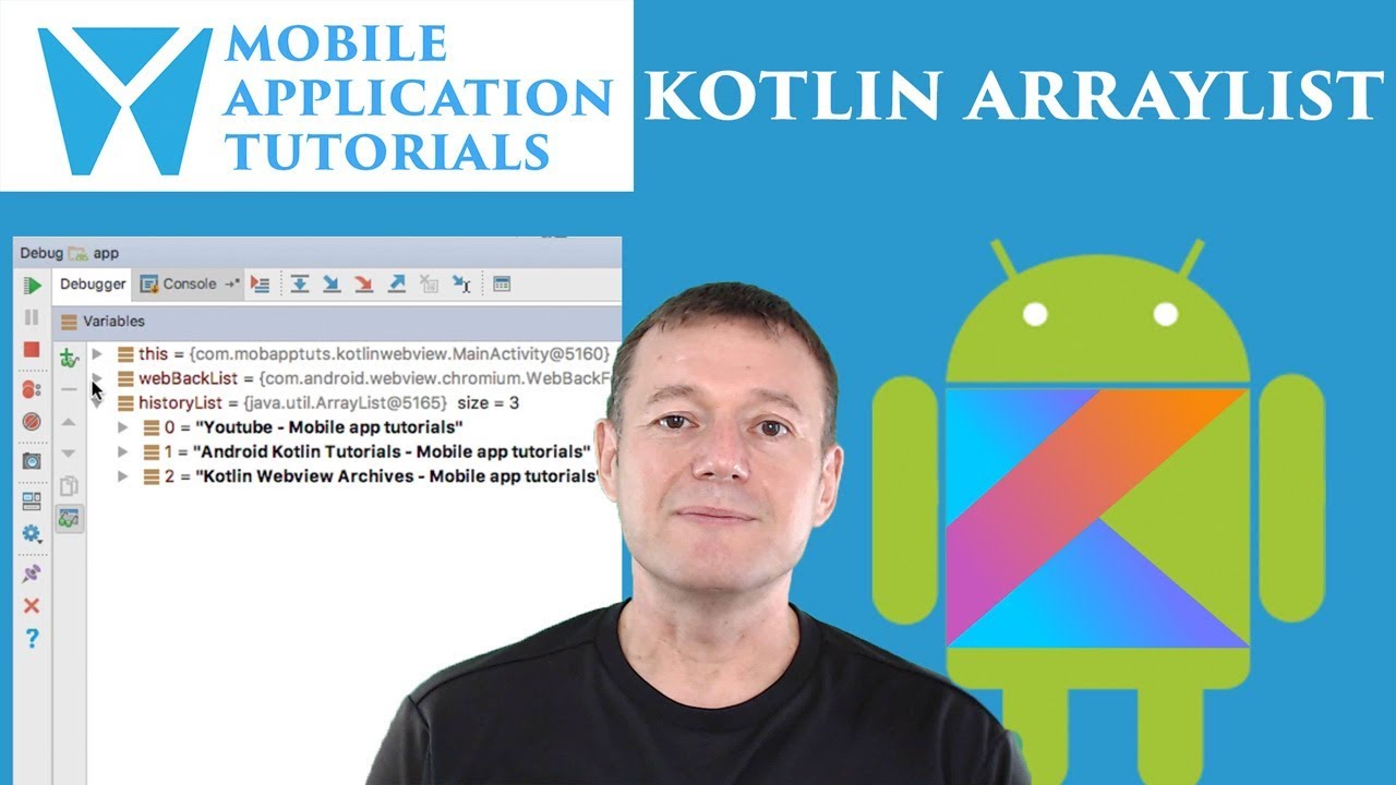Kotlin android development tutorial - ArrayList for web forward/back history
