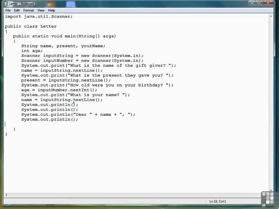 Chapter 7: Exercise - A Simple Question And Answer Program
