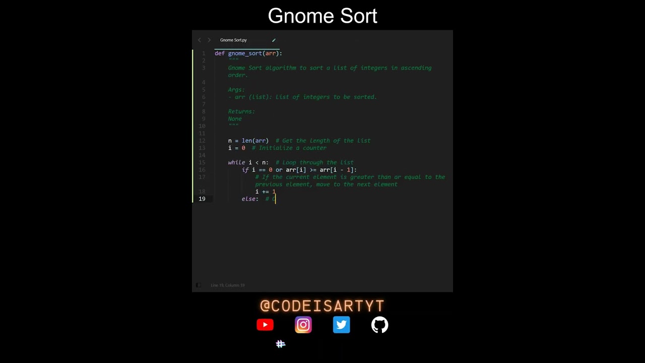 Gnome Sort Code in Python | Sorting Algorithms | Python Coding Tutorial | Python Coding Interview
