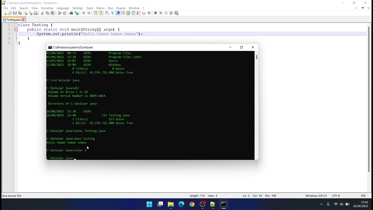 Compile program Java melalui CMD dengan menggunakan Notepad++