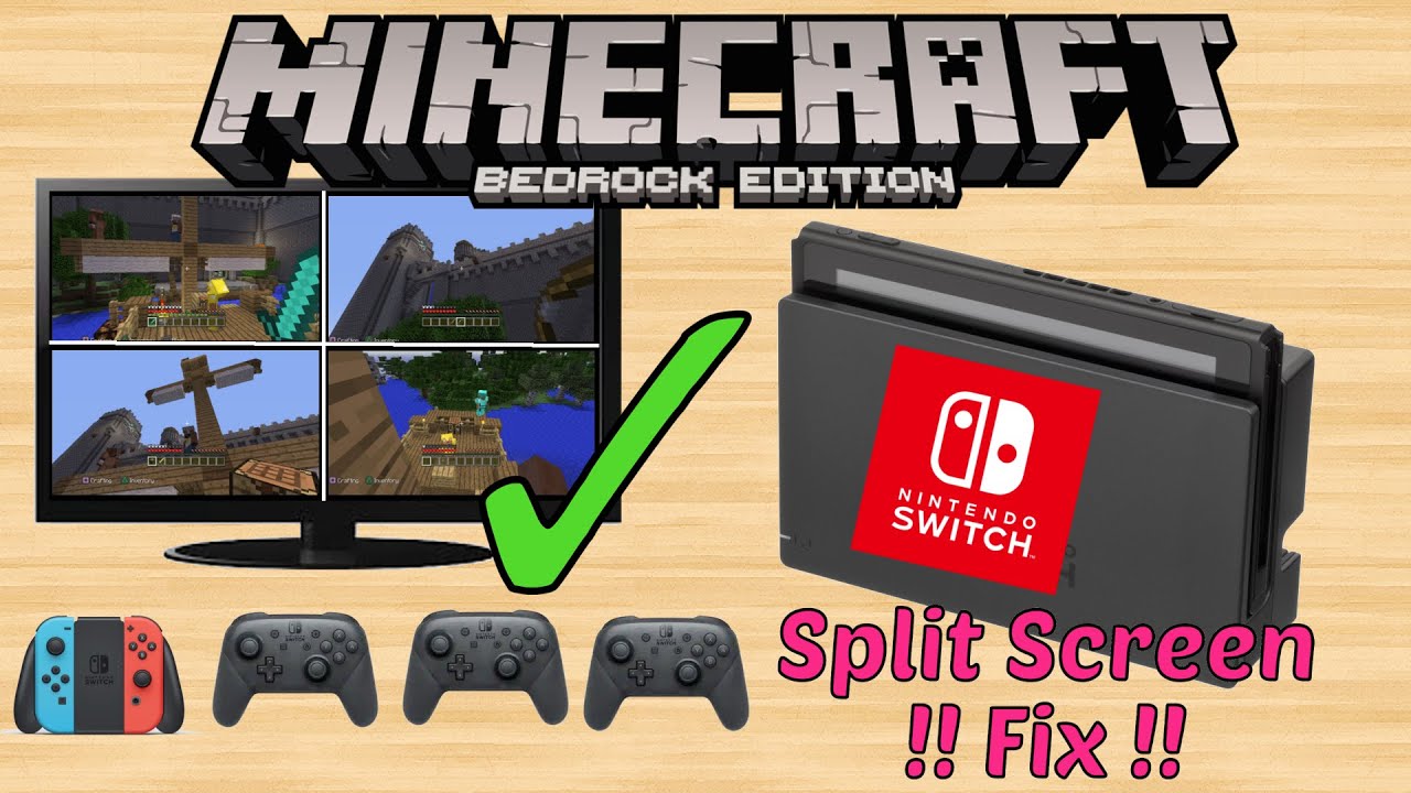 Playing 3 to 4 Player Split Screen for Nintendo Minecraft Bedrock Switch Edition