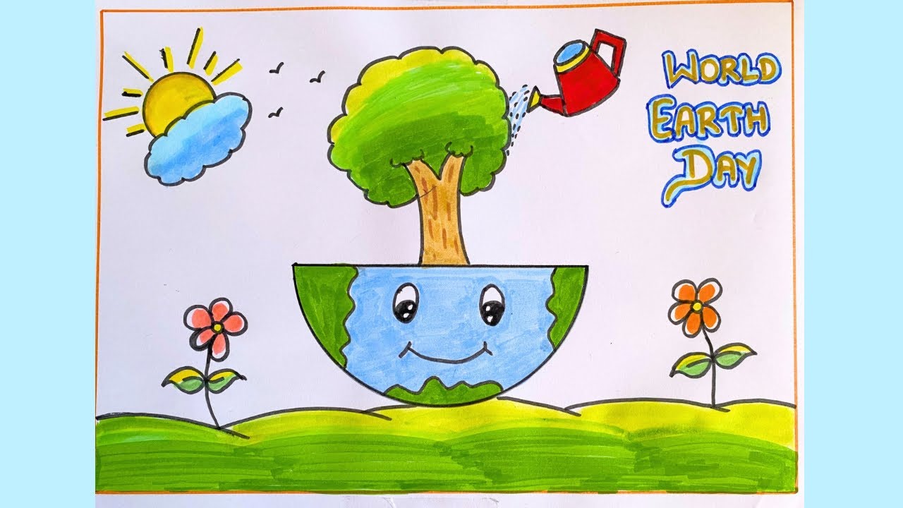 World Earth Day Poster Drawing 🌱 | Save earth poster| Earth day drawing 🌍 