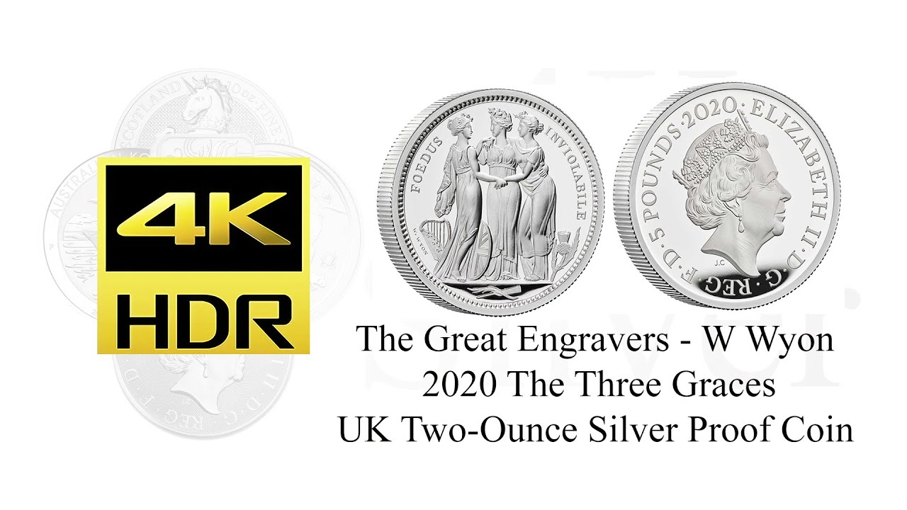 The Three Graces - 2oz Silver Proof Coin - The Great Engravers - William Wyon The Royal Mint 4k HDR