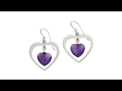 Jay King Sterling Silver Amethyst Heart Drop Earrings