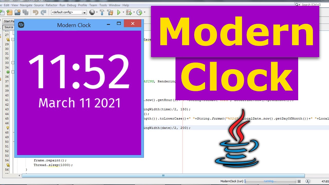 Create a Modern Digital Clock - Java Tutorial for BEGINNERS