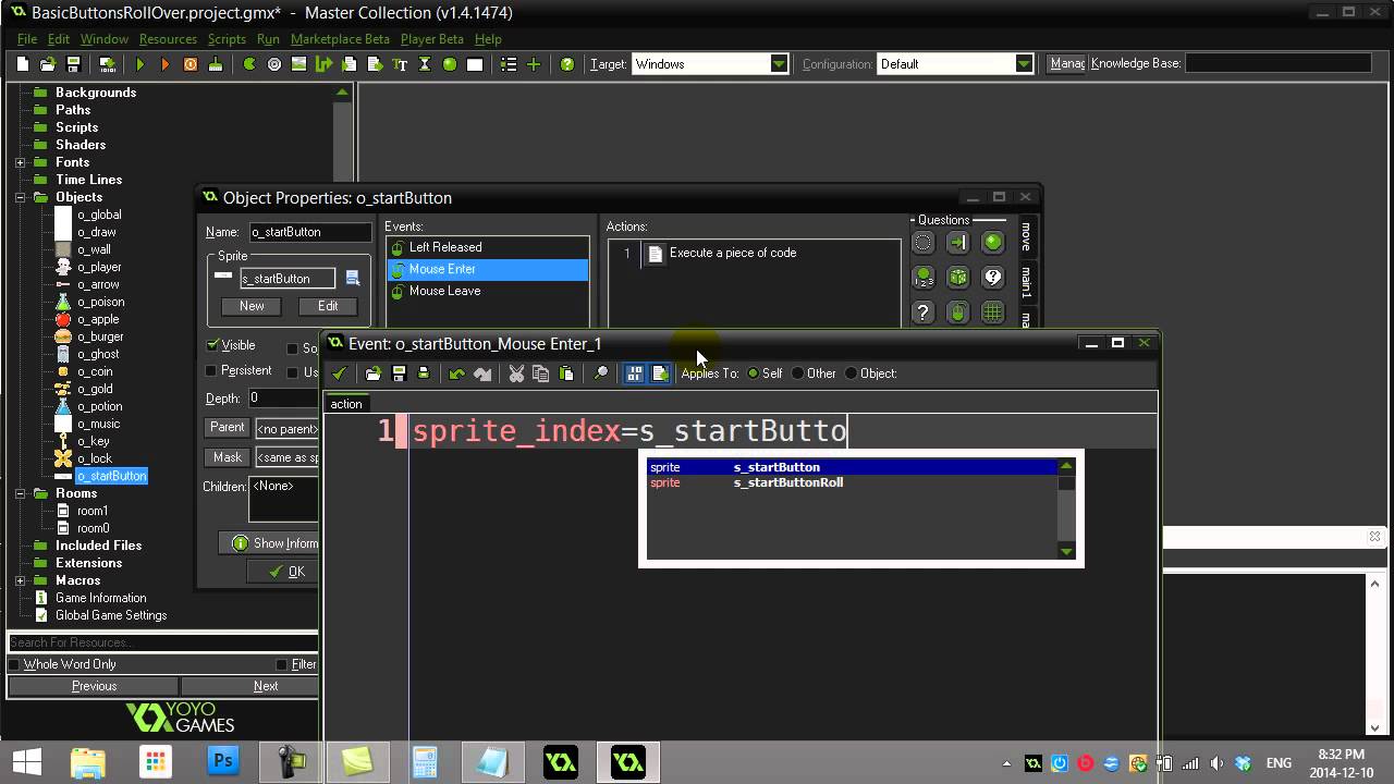 GameMaker How To Make Buttons With RollOver Effect