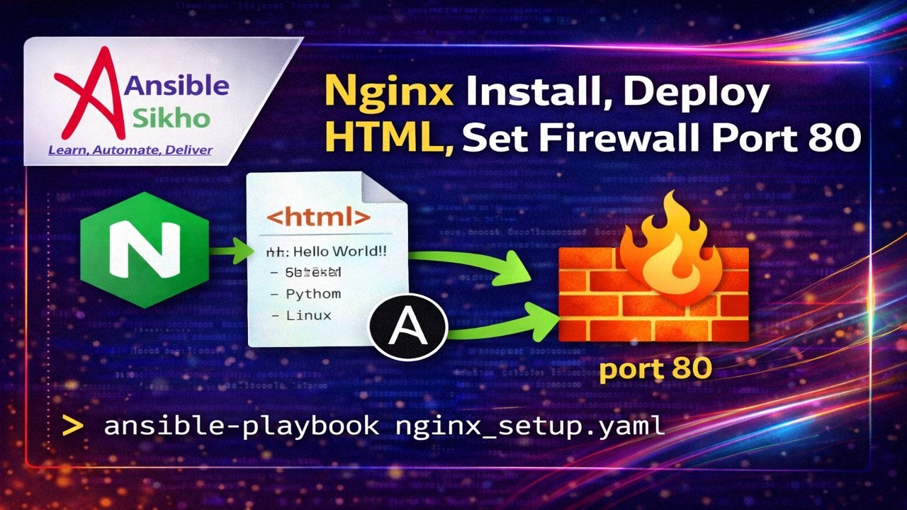 Nginx Installation & Web Deployment | Firewall Port setup using Ansible Playbook