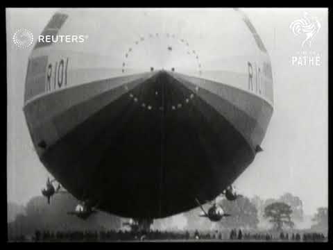 TRANSPORT: Aviation: R101 Airship leaves Cardington (1929)