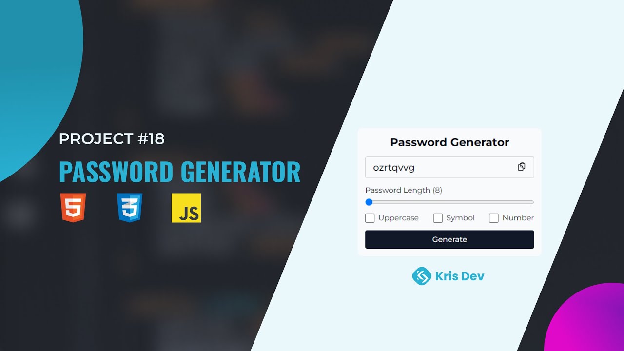 Easy Password Generator Project for Beginners: HTML, CSS, JavaScript