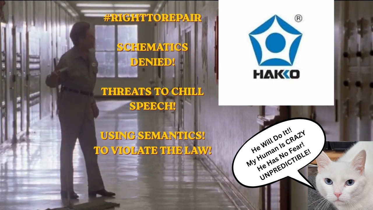 #righttorepair Alaska HB 162, Exposing Hakko Threats Of Counter Suits, Willfull Non Compliance!