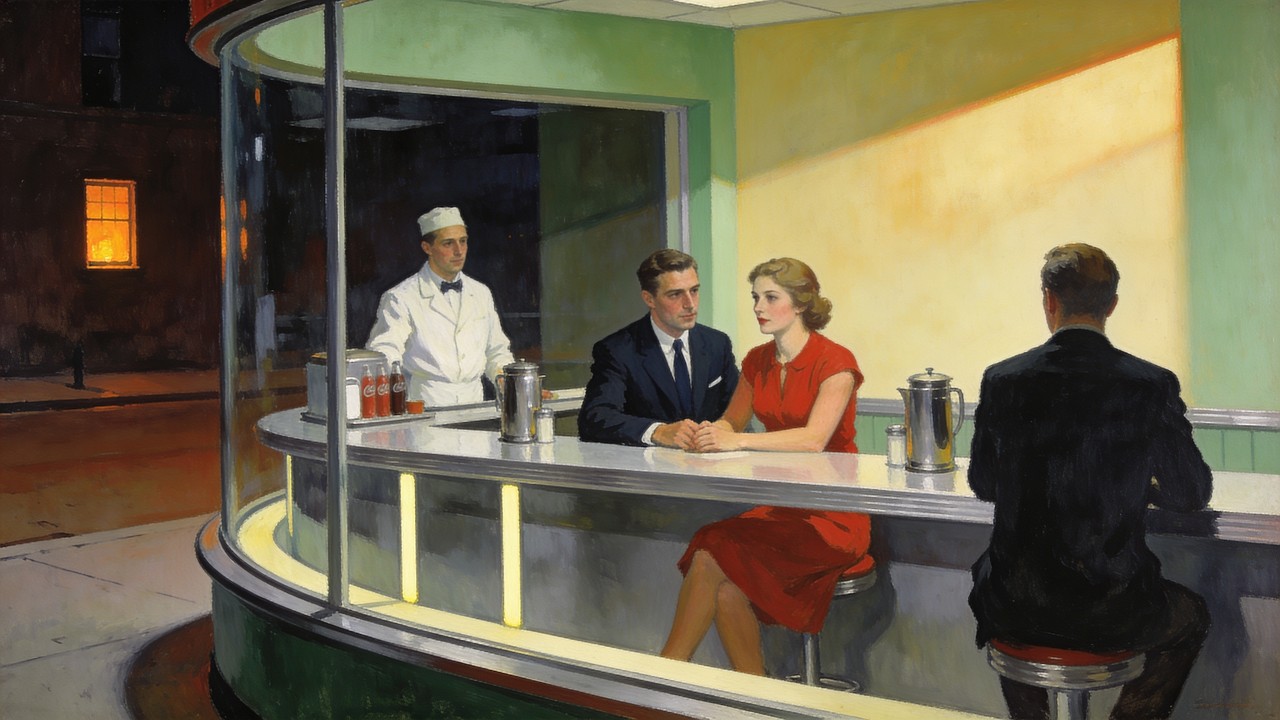 What If Vermeer Painted Nighthawks? · 8 Hour 4K Wallpaper