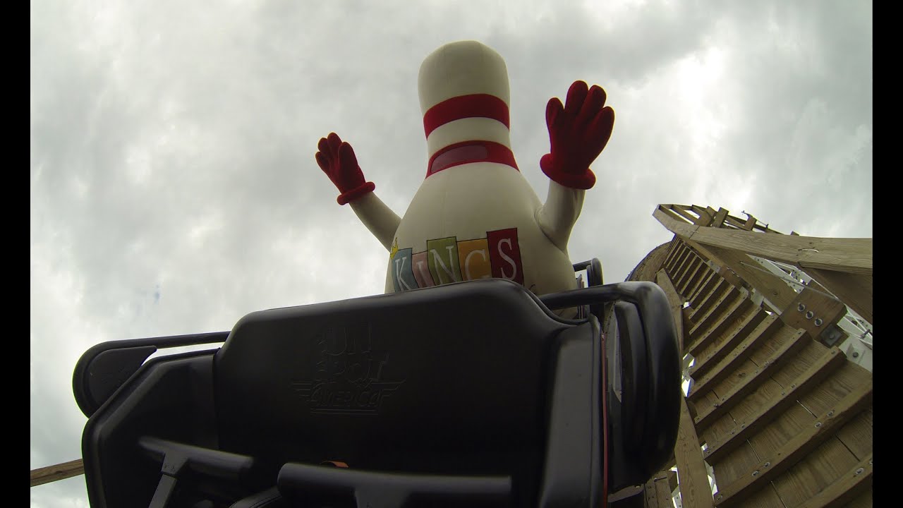 Giant Bowling Pin Rides a Roller Coaster!