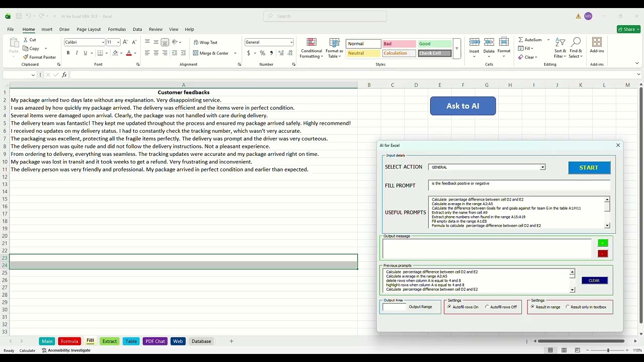 AI for Excel - AI powered spreadsheet assistant