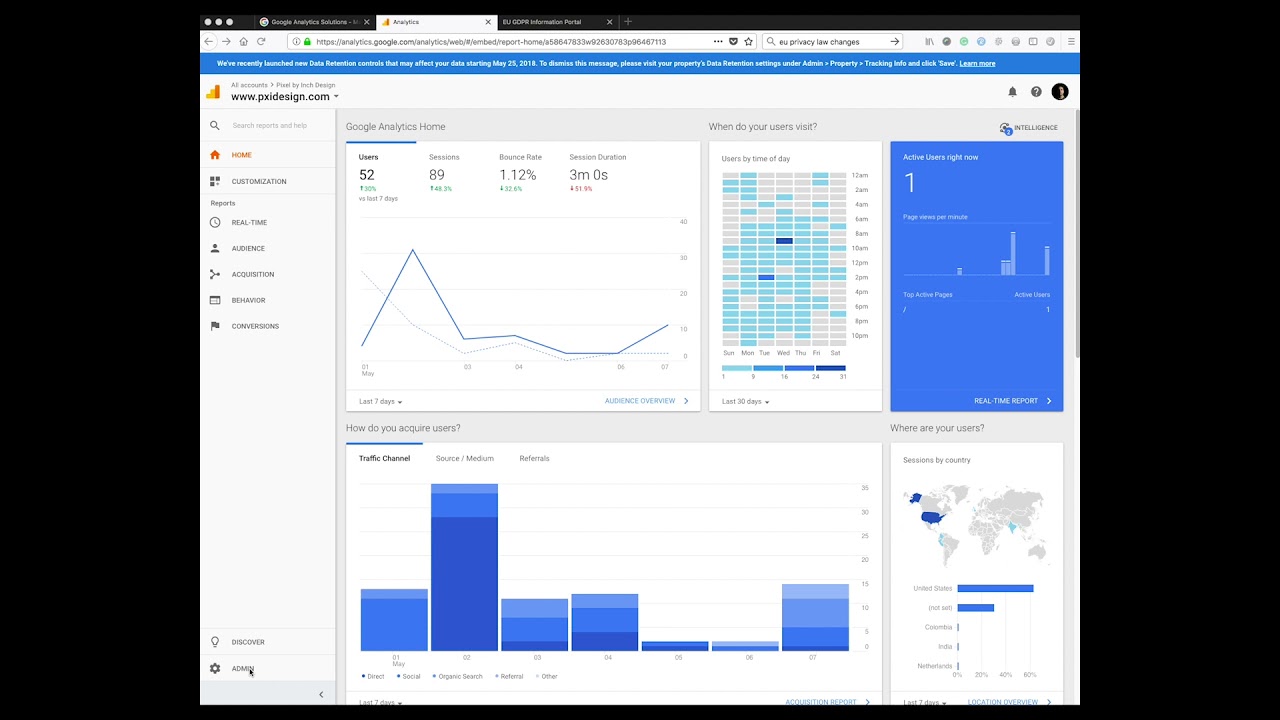 Google Analytics data retention controls setup