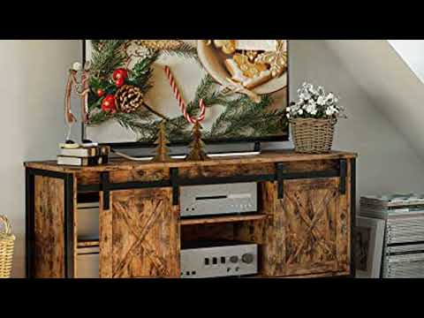 IRONCK TV Stand for 65 inch TV, Industrial TV Cabinet with Sliding Barn Doors, Entertainment Center