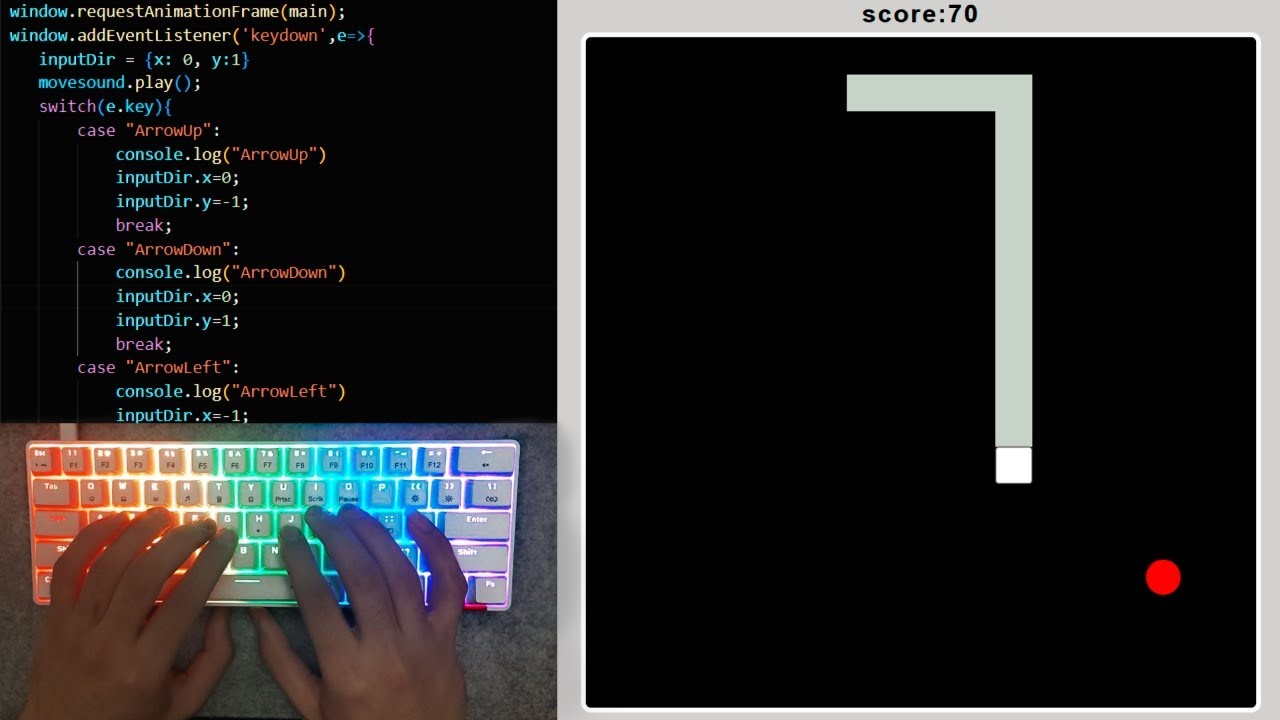 ASMR Programming - Coding Snake Game - HTML CSS & JavaScript - No Talking