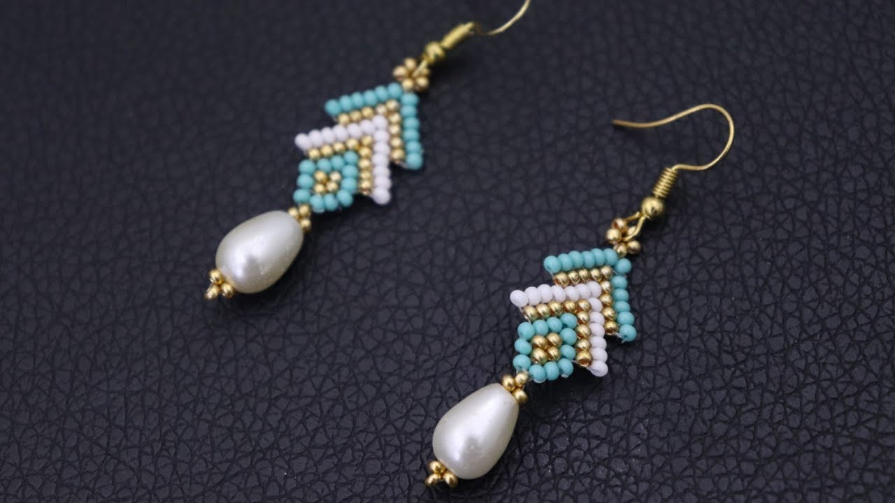 Beaded Earrings With Seed Beads Tutorial // Brick Stitch Earrings Tutorial // Seed Bead Earrings