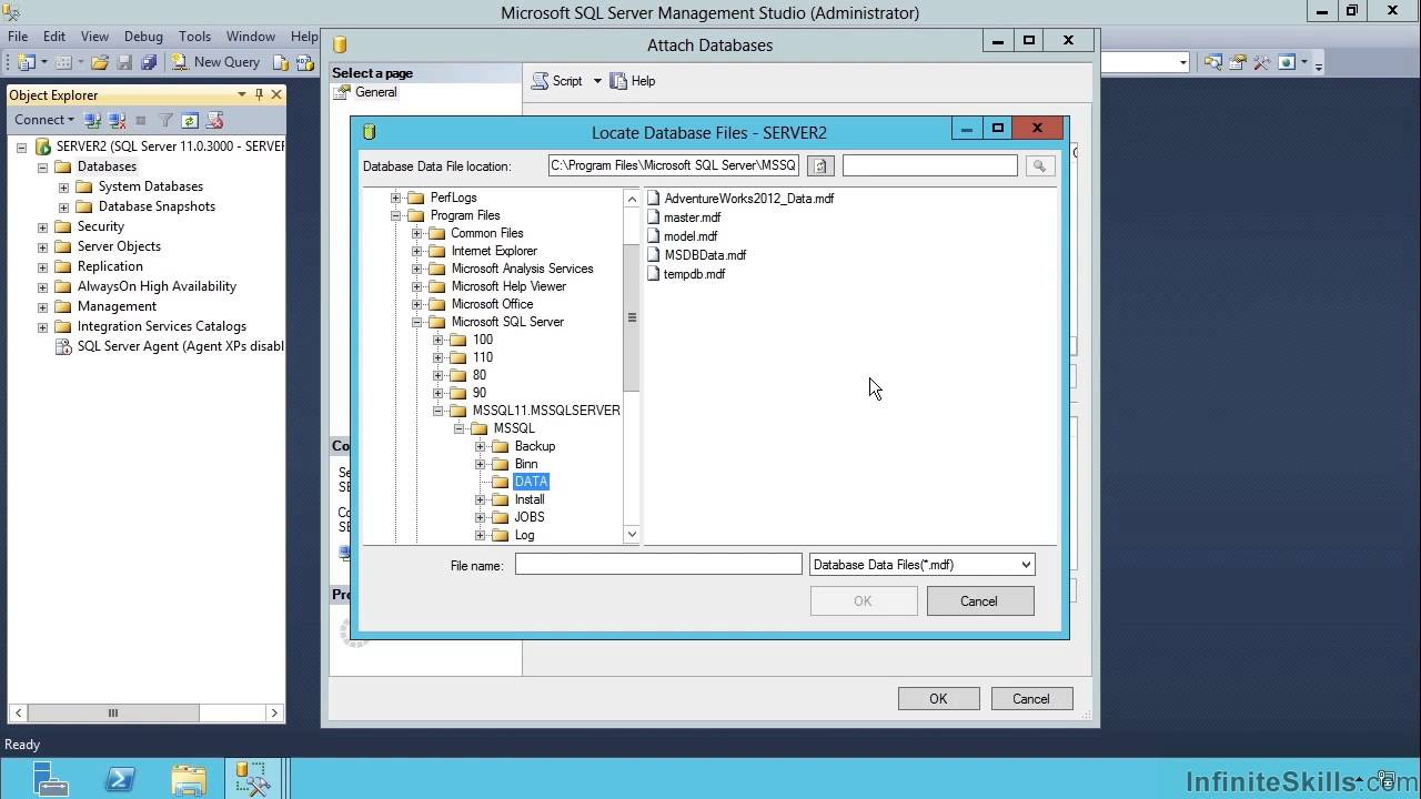 Microsoft SQL Server Exam 70-461 Tutorial | Attaching The Sample Database