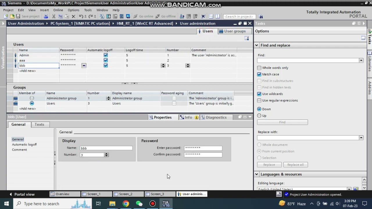 Siemens TIA Portal V16 Tutorial: User Administration