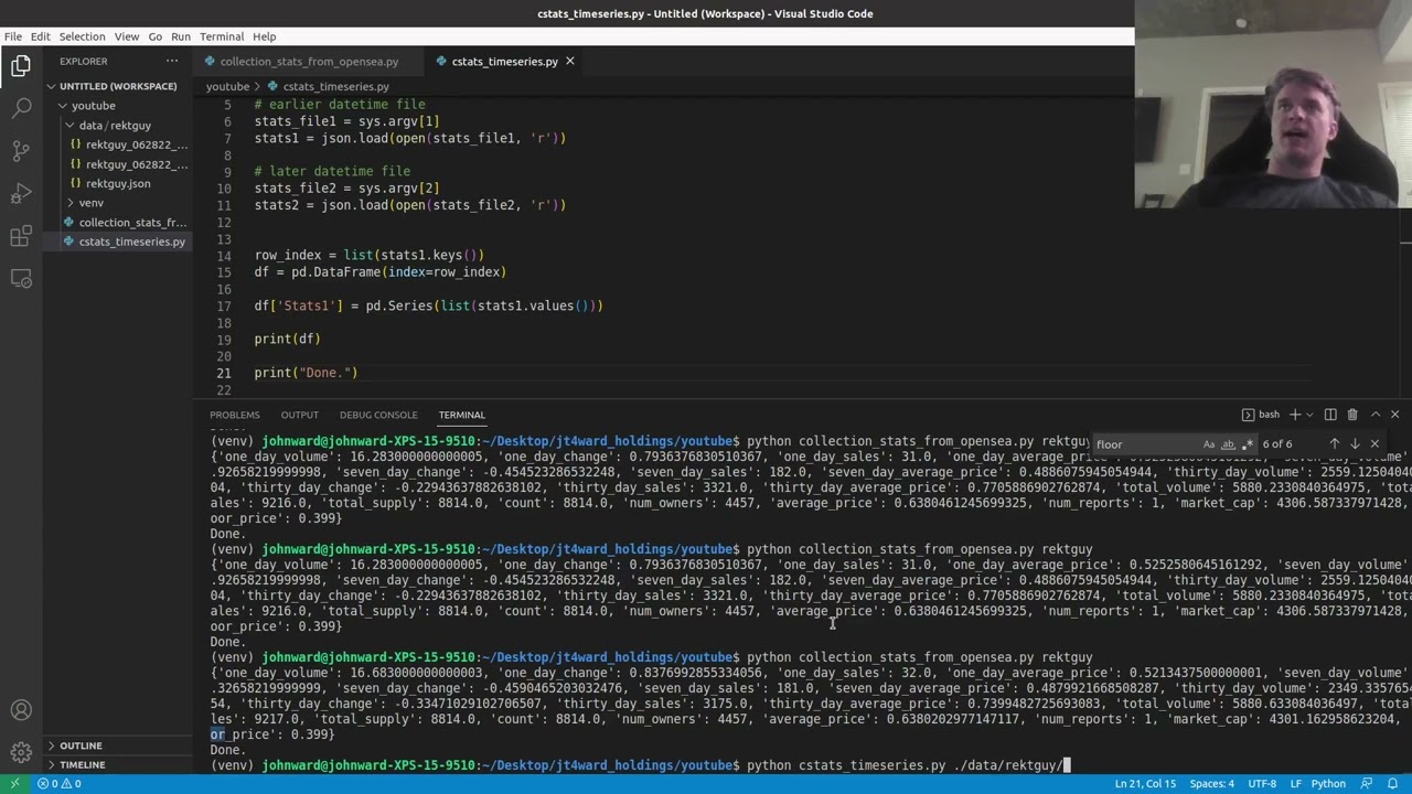 Measuring change in an Opensea NFT Collection's Stats over time using Python