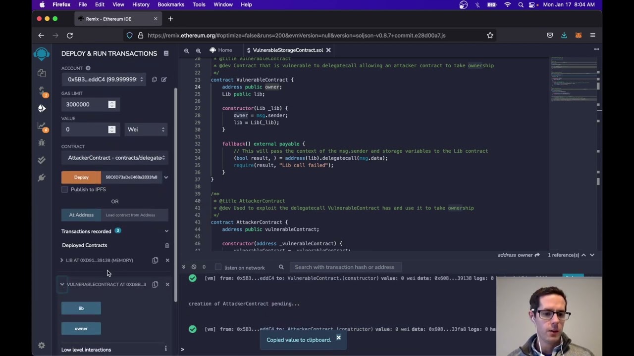Solidity: delegatecall vulnerabilities
