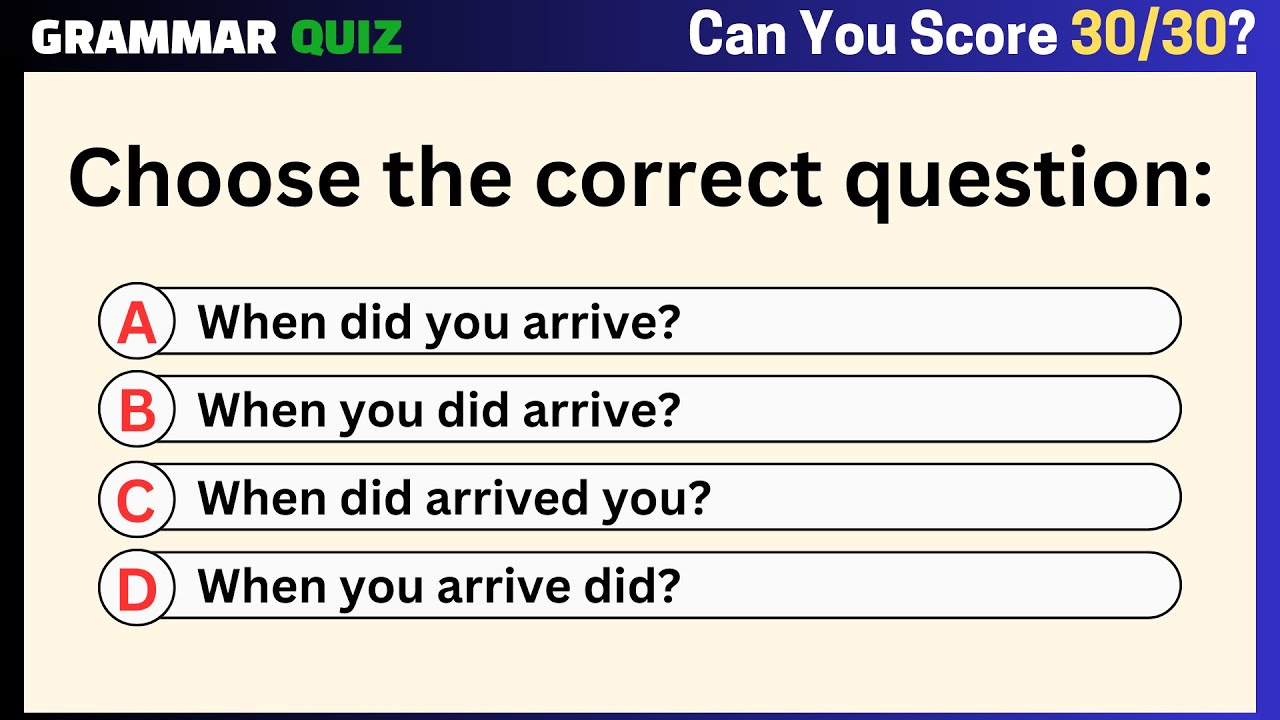 A2 Level English Grammar Quizzes