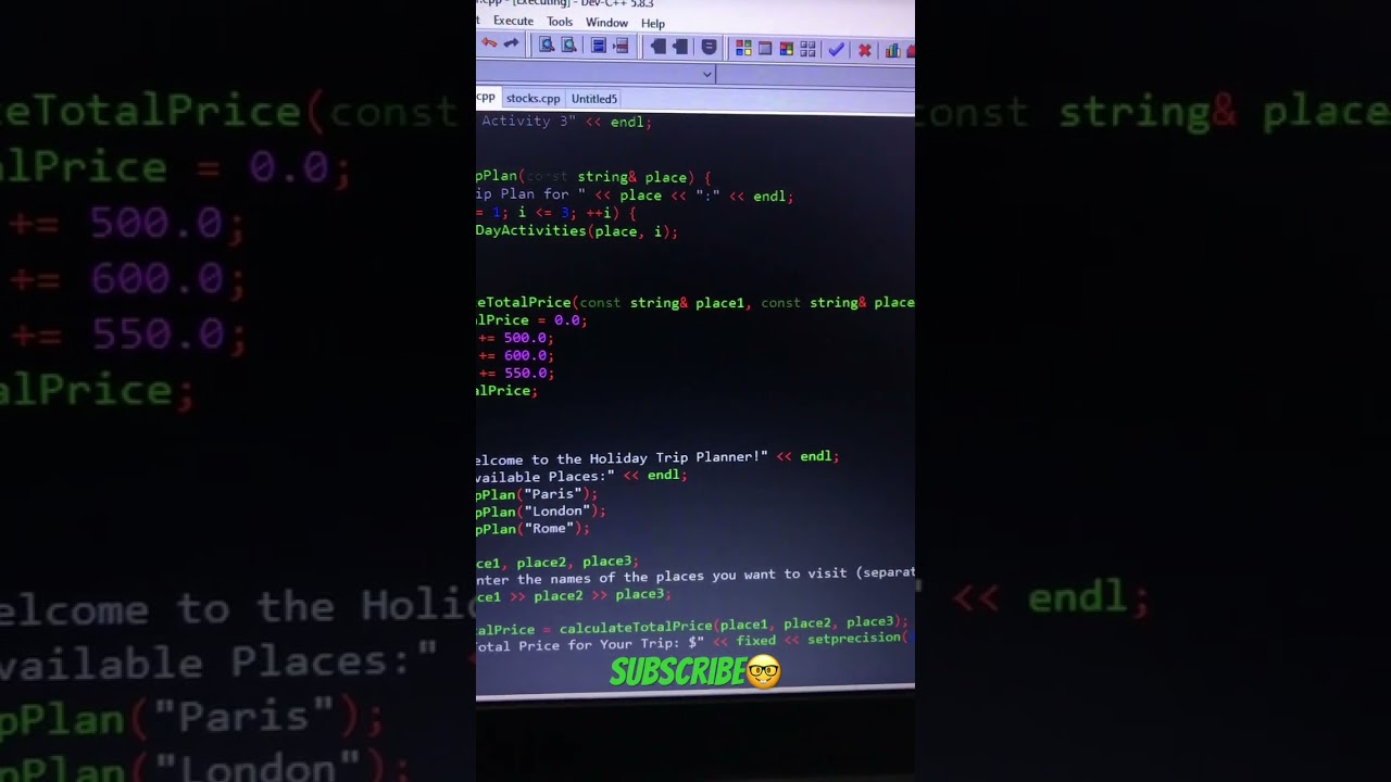 holiday planner in c++ IDE dev c++#cppprogramming #codingtime #codinglife