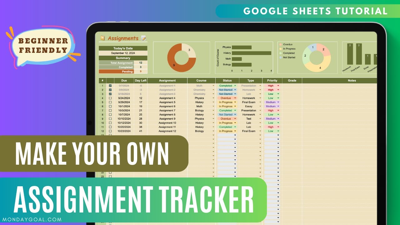 How to Create a Simple Assignment Tracker in Google Sheets | Easy Step-by-Step Tutorial