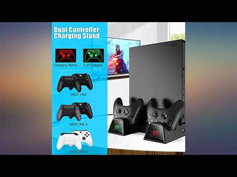 KINGTOP Vertical Cooling Stand Compatible with Xbox One//S//X, Dual Controller Charging Do
