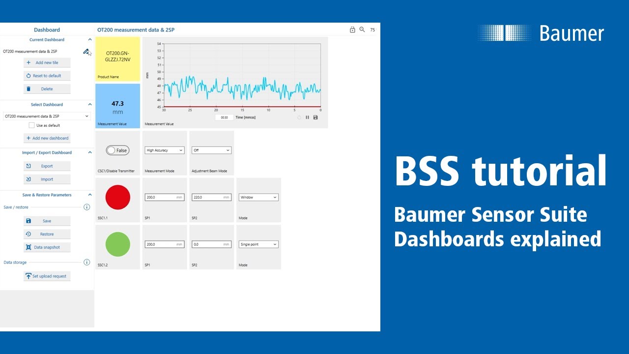 Baumer | Baumer Sensor Suite Software | Dashboards explained