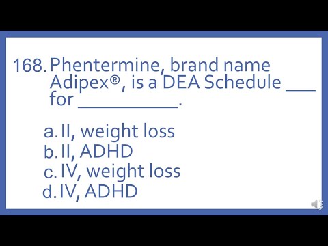 Top 200 Drugs Practice Test Question - Phentermine, brand name Adipex, is a DEA Schedule _ for _