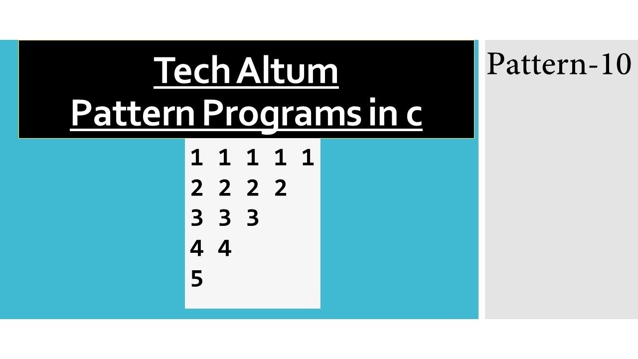 Pattern Program in C | Number Pattern in C | Pattern 10