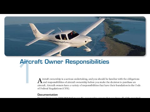 Ch. 1 Aircraft Owner Responsibilities | Plane Sense General Aviation Information (FAA-H-8083-19a)