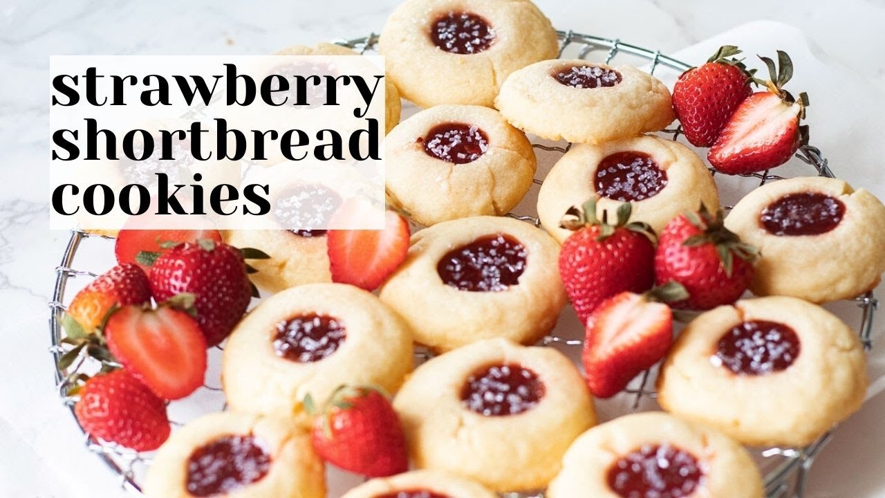 Strawberry Shortbread Cookies -- Strawberry Butter Cookies Recipe with Jam!