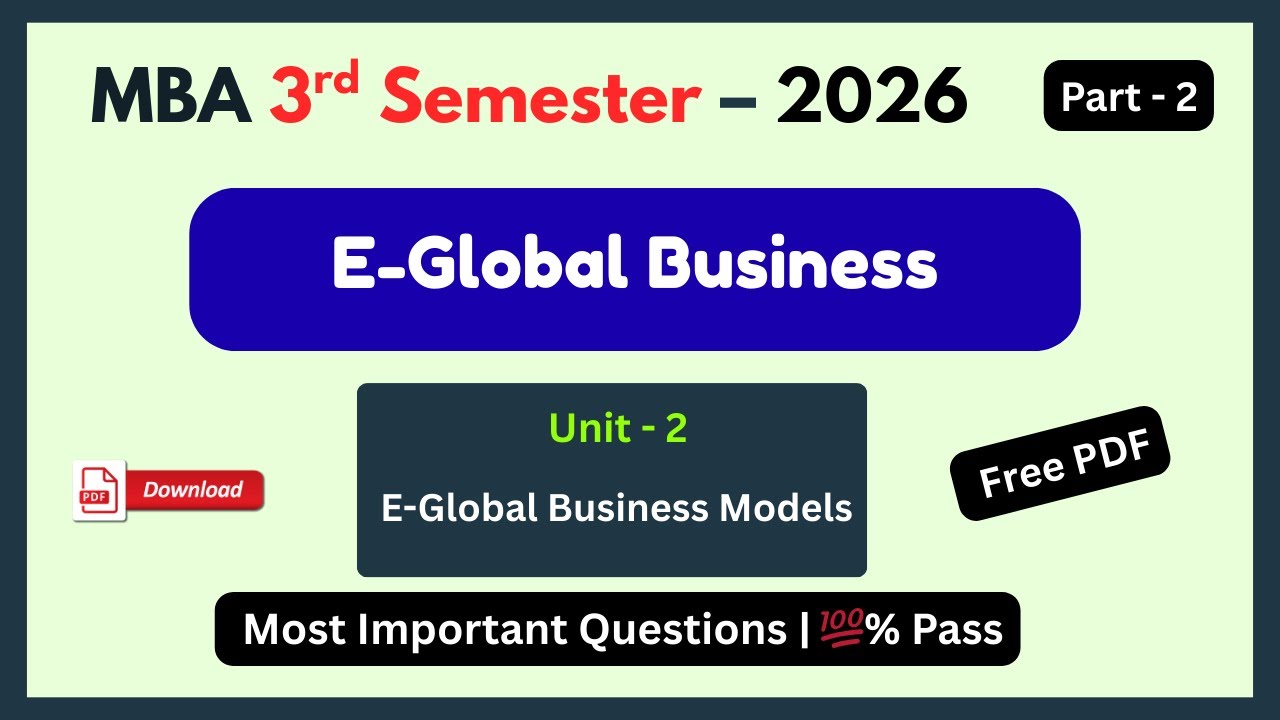 MBA 3rd Semester 2026 –E-Global Business Unit 2 Important Long Answer Questions @FinalFocusYt #pdf