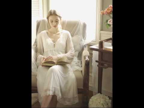 2021 Summer Sleepwear Vintage White Cotton Nightgown Plus Size Women Home Wear Night Dress Ladies