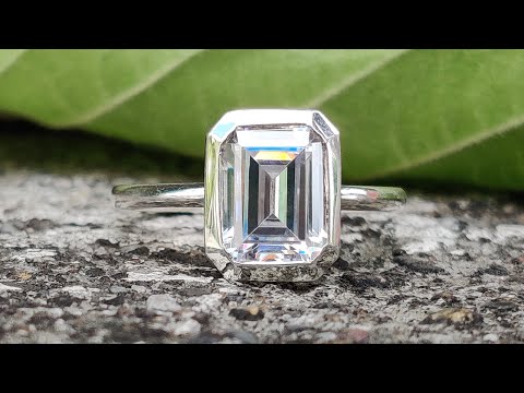 4.14 TCW Emerald Cut Colorless Moissanite Ring | Solitaire Ring | Bezel Set Ring | Engagement Ring