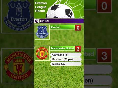 Everton vs Manchester United - Premier League Result and Table - 26th November 2023