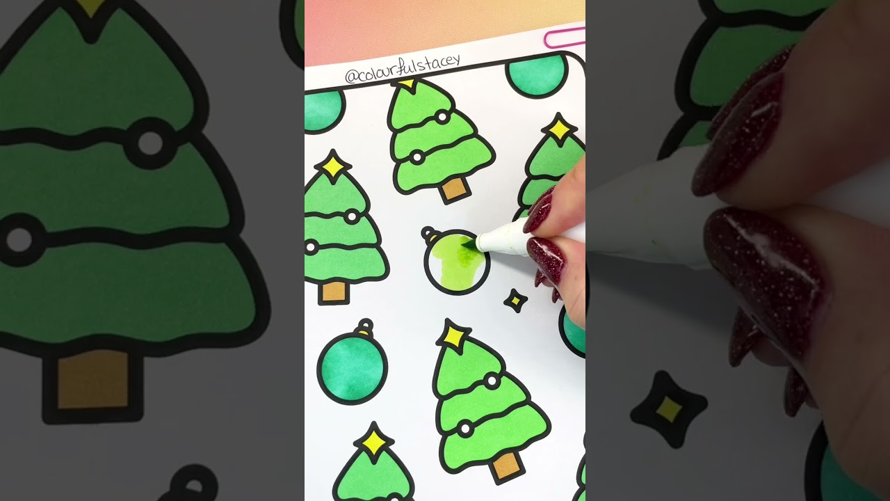 Cute Christmas Tree Pattern Colouring video #coloring #ohuhumarkers #colorwithme