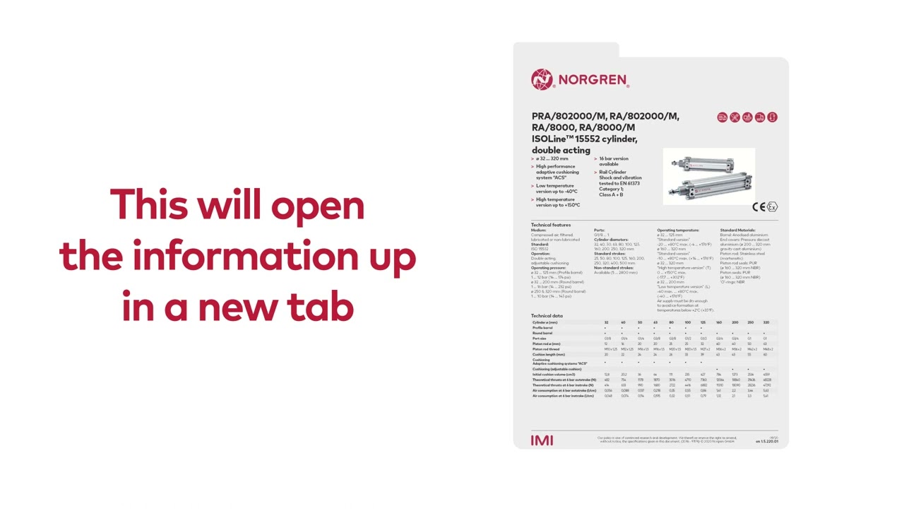 Using the Norgren website - Find a datasheet and Download a CAD Drawing