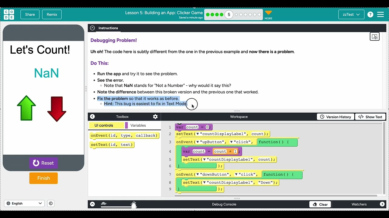 Code.org Event-Driven Programming Lesson 5 #5