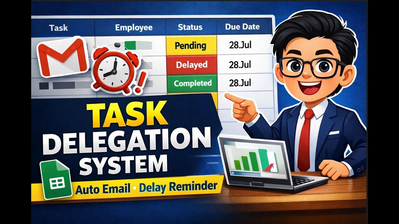 Task Delegation System in Google Sheets | Auto Email & Delay Reminder
